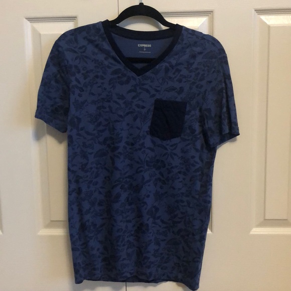 Express | Shirts | Mens Blue Floral Design Express V Neck Size Small ...